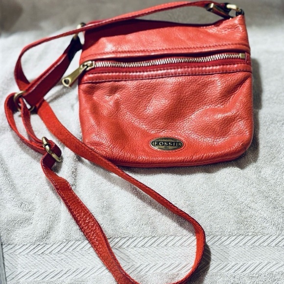 Fossil | Bags | Fossil Red Leather Crossbody Bag | Poshmark